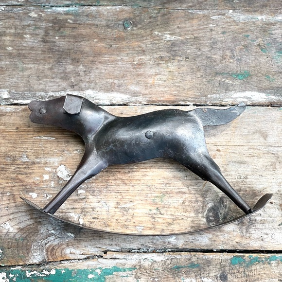Accents | Primitive Black Metal Rocking Dog Figurine Rustic Farmhouse ...